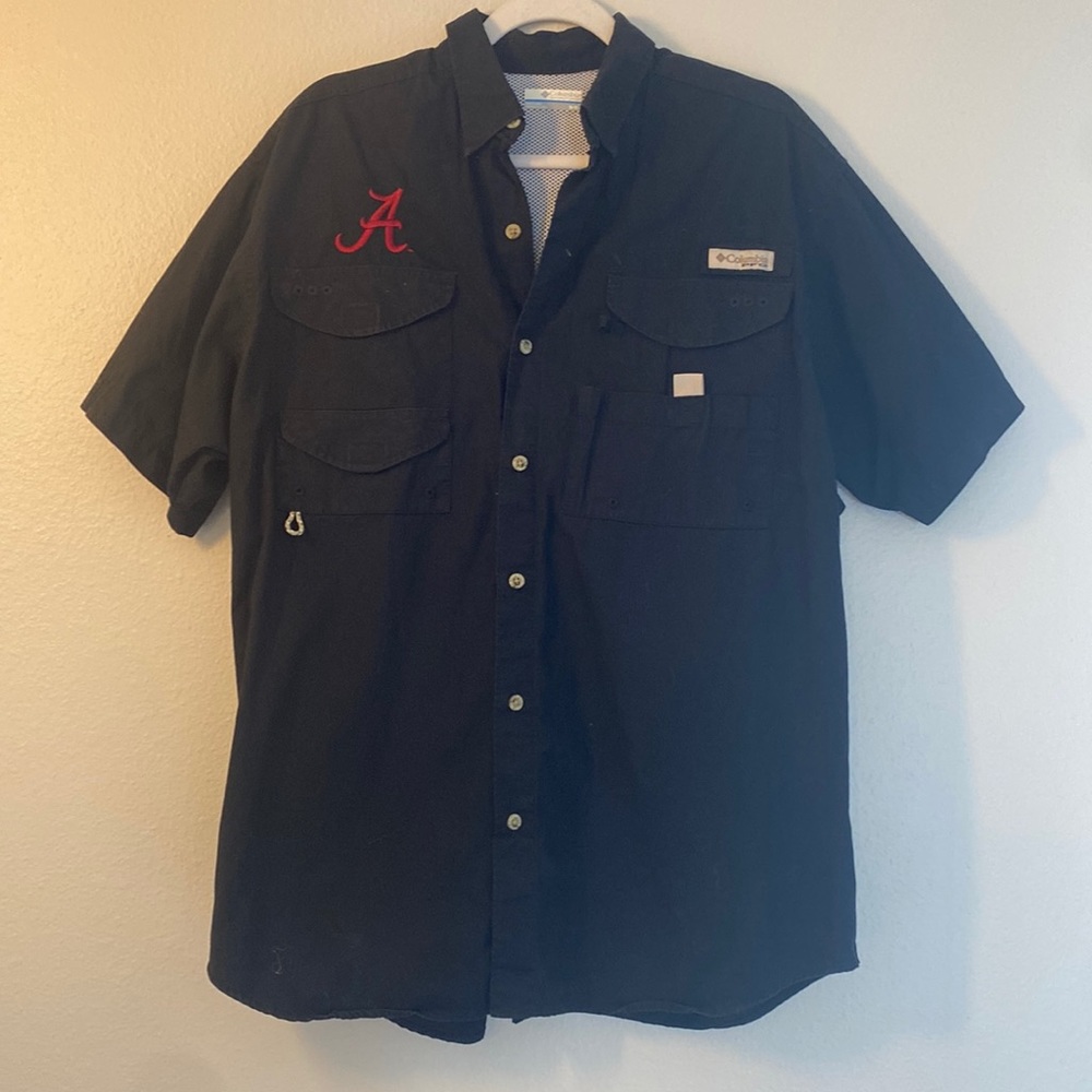 Pfg Black University Of Alabama Outdoor Fishing Shirt - Gem